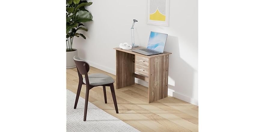 OneSpace Adina Writing Desk Walnut 2-Drawer