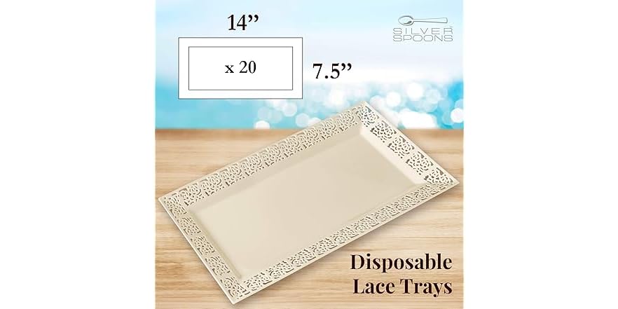 Silver Spoons Elegant Lace Plastic Serving Trays (6 PC)