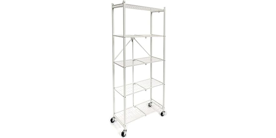 Origami 5-Shelf Slim Wire Shelves w/Wheels