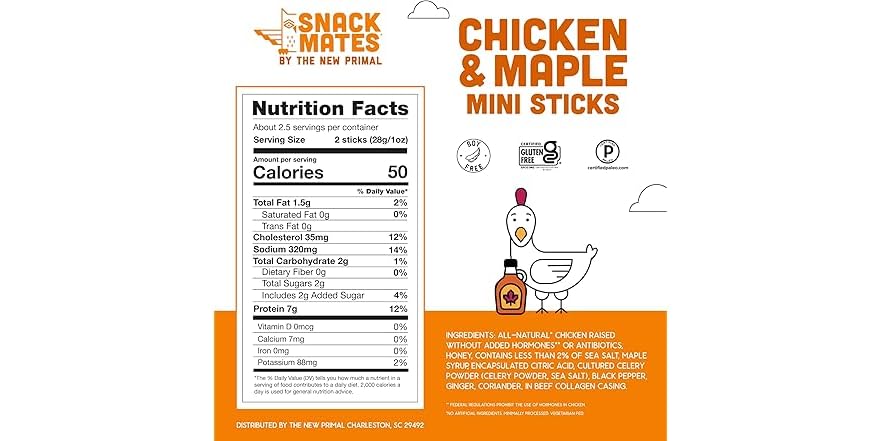 The New Primal Snack Mates Chicken & Maple, 40-Ct