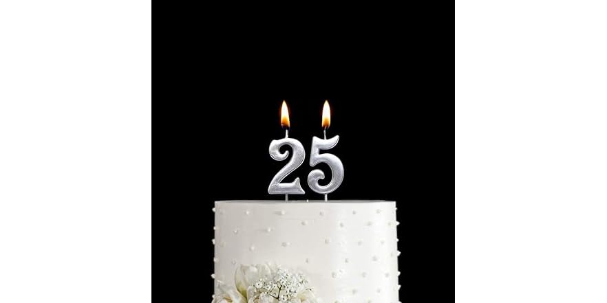 Silver 25th Birthday Numeral Candle