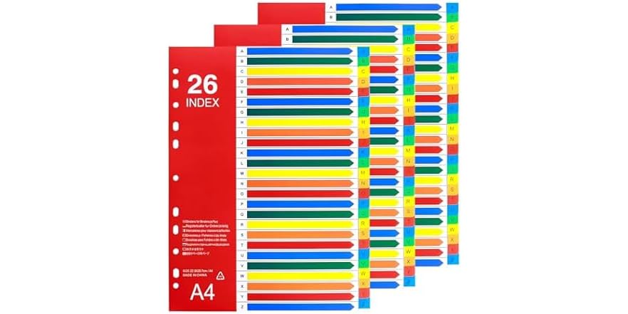 3 Sets 26 Tab Alphabet Binder Dividers