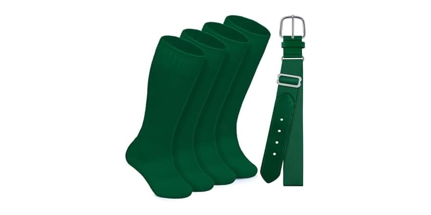 4 Pairs Baseball Socks & Belt Combo Set