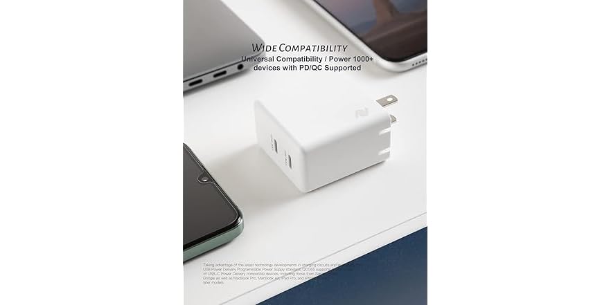 POWERLAND 65W GaN Dual USB-C Foldable Fast Charger
