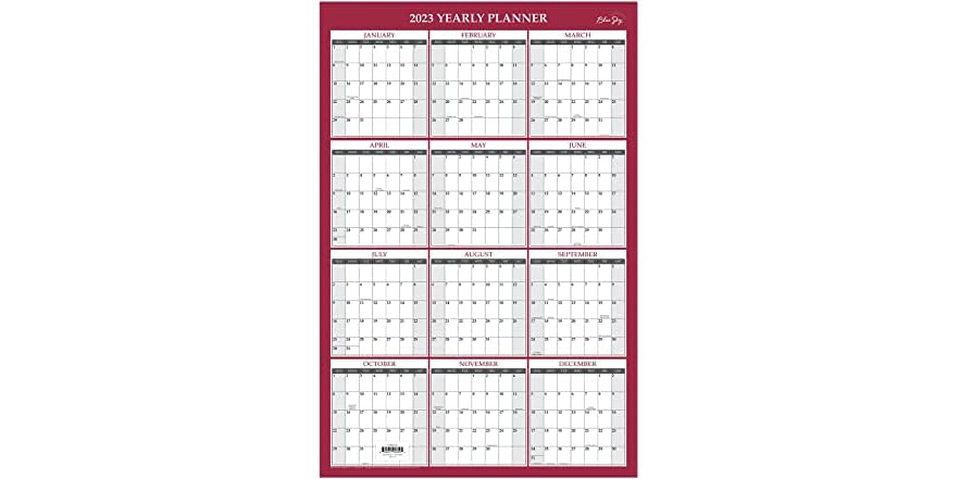 Blue Sky 2023 Erasable Wall Calendar