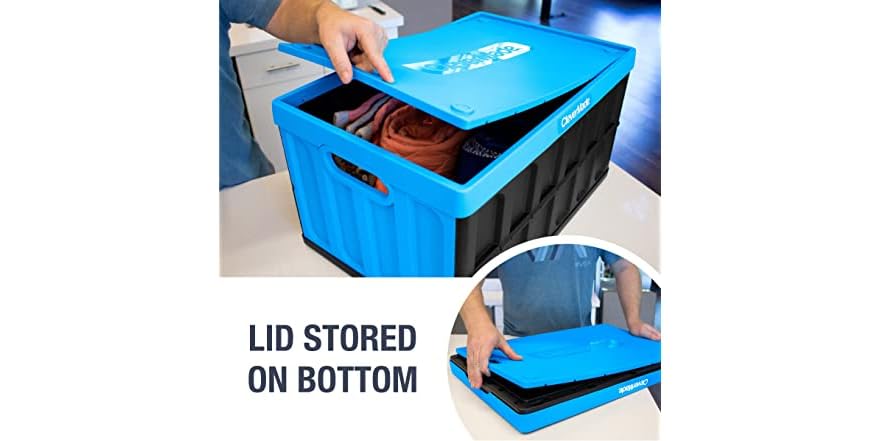 CleverMade 3PK 62L Solid Wall Folding Crate w/Lids