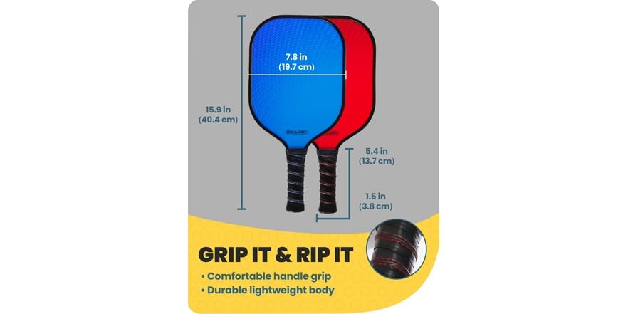 Boulder Pickleball Set of 4 Paddles and 8 Balls (Open Box)