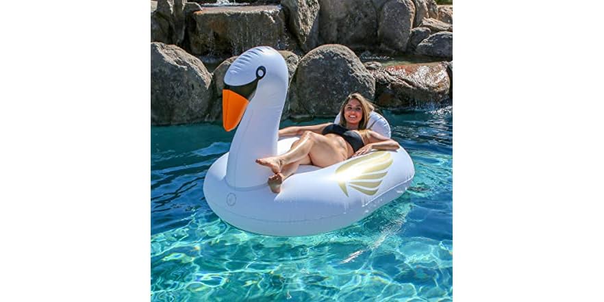 GoFloats Giant Inflatable Swan Pool Float