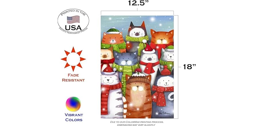 Toland Home Cat Caroling Christmas Double Sided Garden Flag