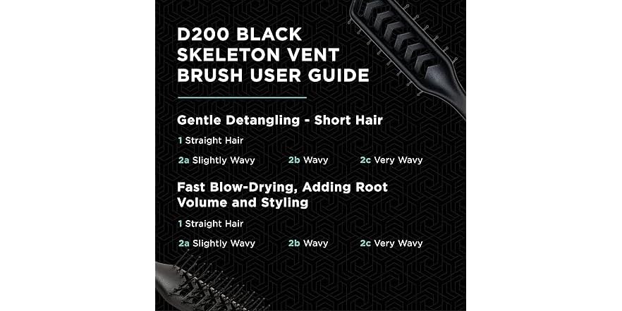 Jack Dean by Denman D200 Flexible Vent Brush, All Black