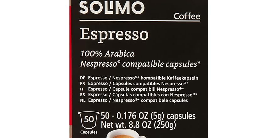 Amazon Brand Solimo Espresso Capsules Med 50 Ct
