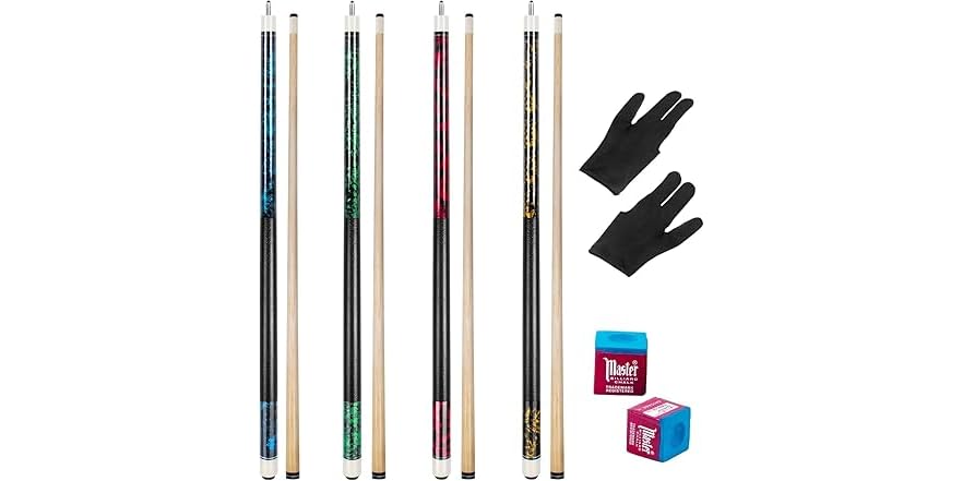 (Set of 4) LOTKEY 58" Pool Cues