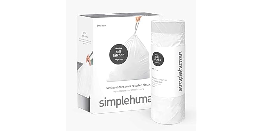 simplehuman 13 Gallon Trash Bag, 50 count 366912