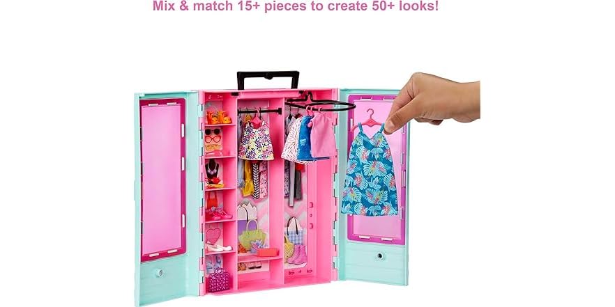 Barbie Closet Playset with 3 Outfits
