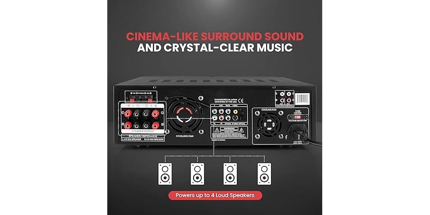 Pyle 1000W 4-Channel Wireless Bluetooth Power Amplifier
