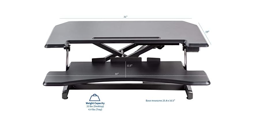 Black 31" Electric Desk Riser