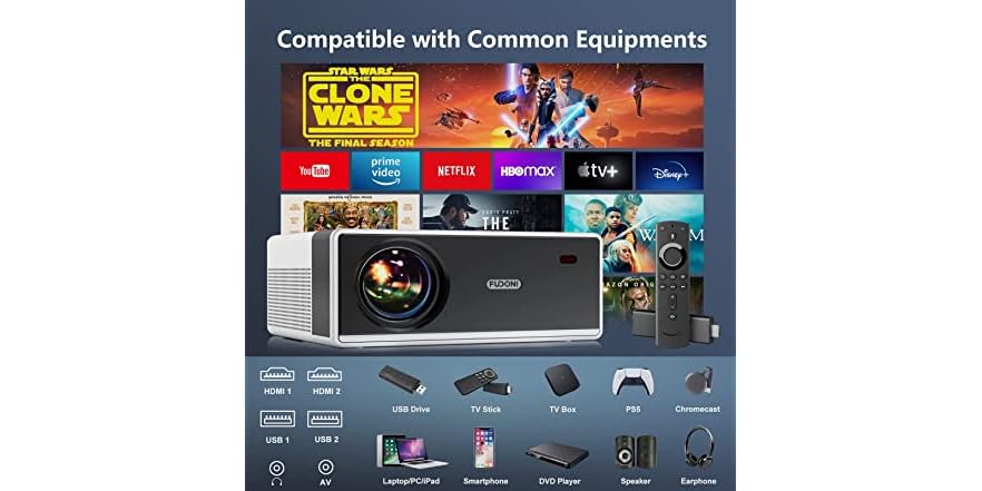 FUDONI 1080p HD Outdoor Projector