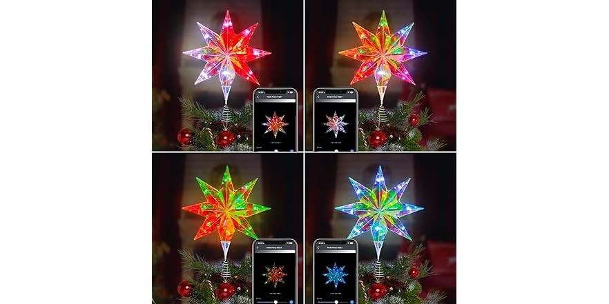 Aoycocr 15.5" Holographic Smart Star Tree Topper