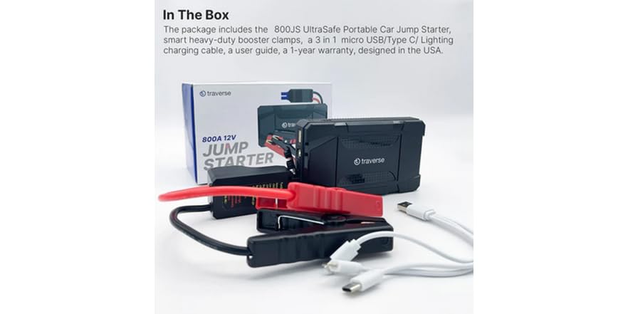 Portable 800A Smart Jump Starter & Power Bank