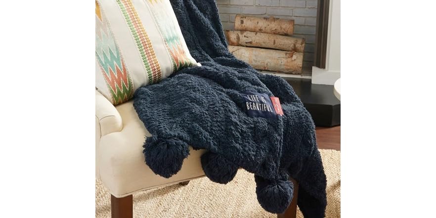 Oversized 60"x70" Plush Cable Knit Throw
