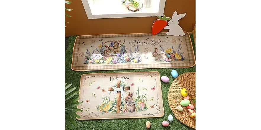 Easter Kitchen Rugs and Mats Set of 2