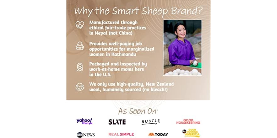 Smart Sheep Wool Laundry Dryer Balls, 6Ct Pups