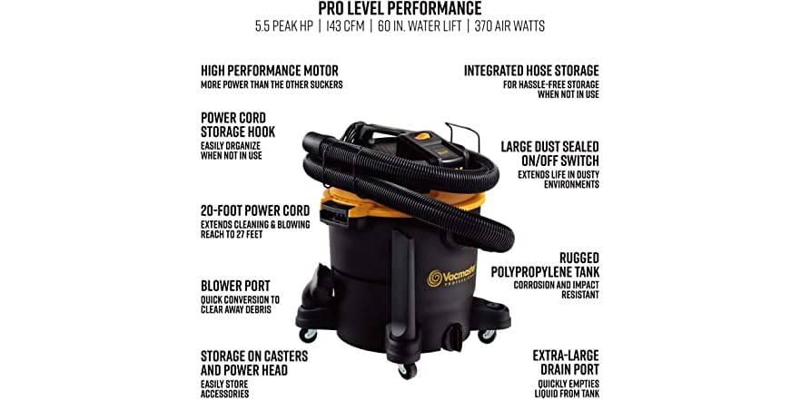 Vacmaster Professional Wet/Dry Vac, 12 Gallon