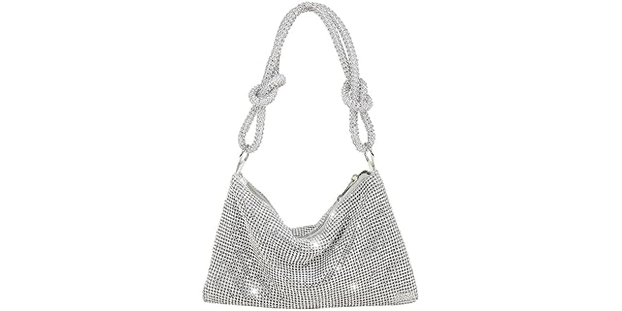 Rhinestone Shiny Silver Clutch Purse