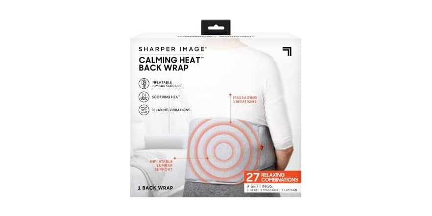 Sharper Image Calming Heat Back Wrap 9 Settings
