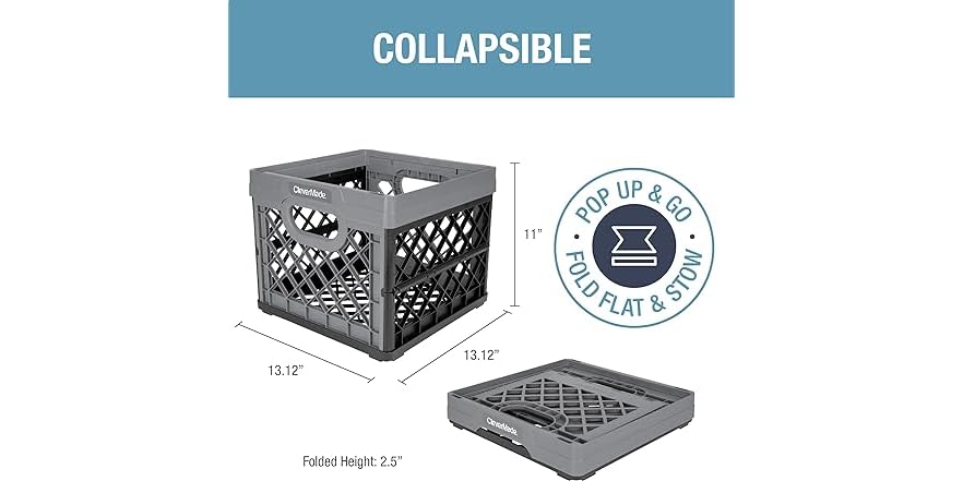 CleverMade Collapsible Milk Crate, 3PK - 25L