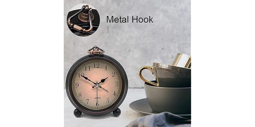 Vintage Retro Analog Alarm Clock, 4"