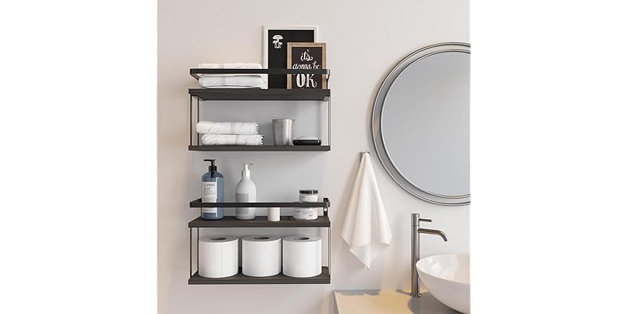 2 Tier Rustic Farmhouse Wood Shelves