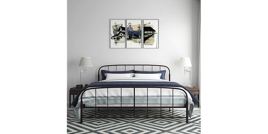 DHP Lafayette Metal Platform King Bed with Rustic Style