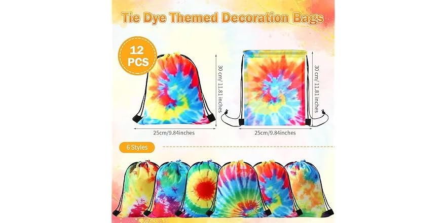 Tie Dye Party Favor Bags 24 Pack