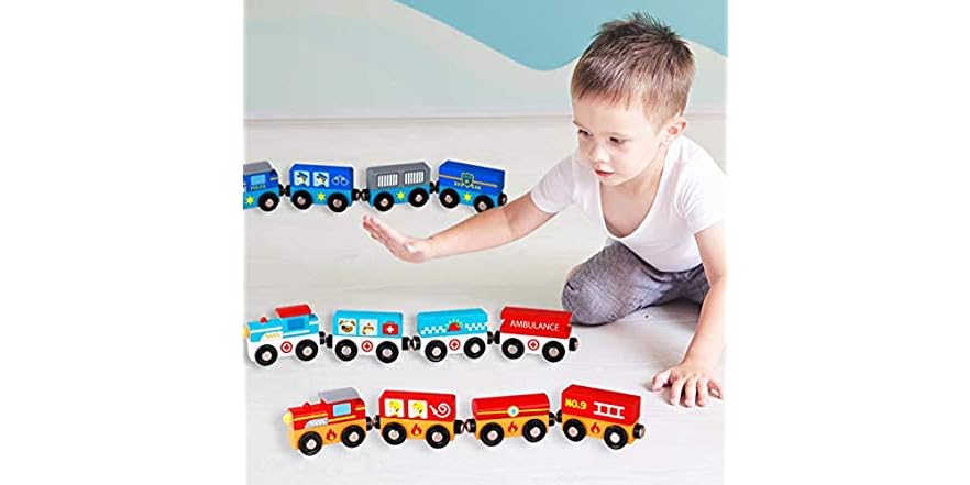 Kidzzy Toys Wooden Train Set with Box and Cover