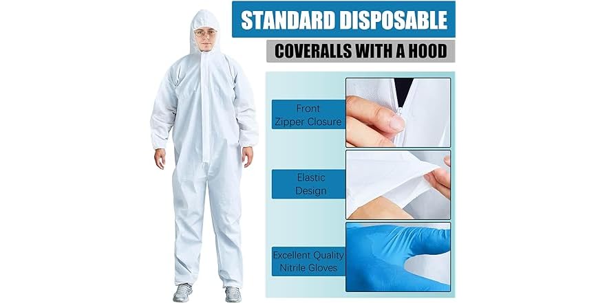 5 Set Disposable Coveralls Hazmat Suit
