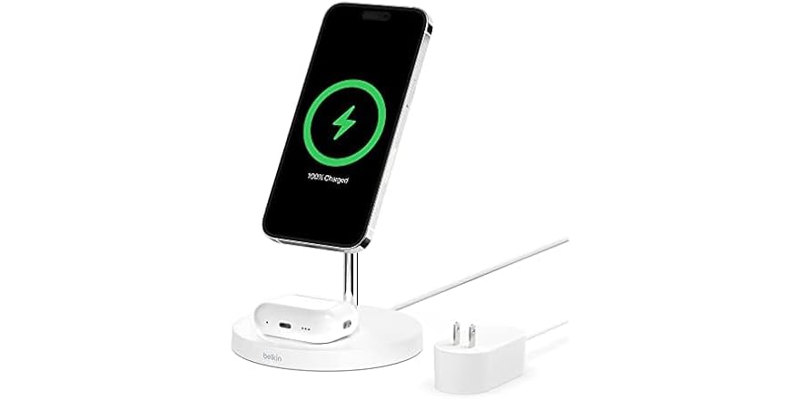 (NEW) Belkin MagSafe 2-in-1 Wireless Charging Stand (Open Box)