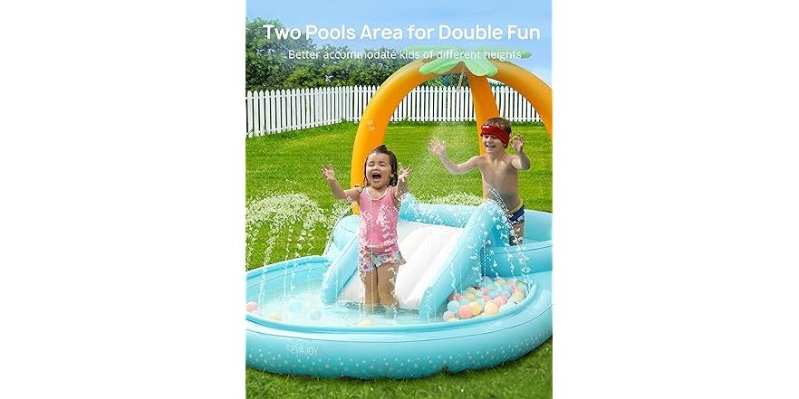 Evajoy Inflatable Play Center Kids Pool w/ Slide