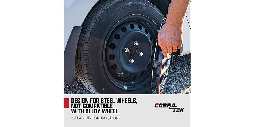 Cobra-Tek 099-KR 4PC Hubcaps JDM Black/Red - Choose Size