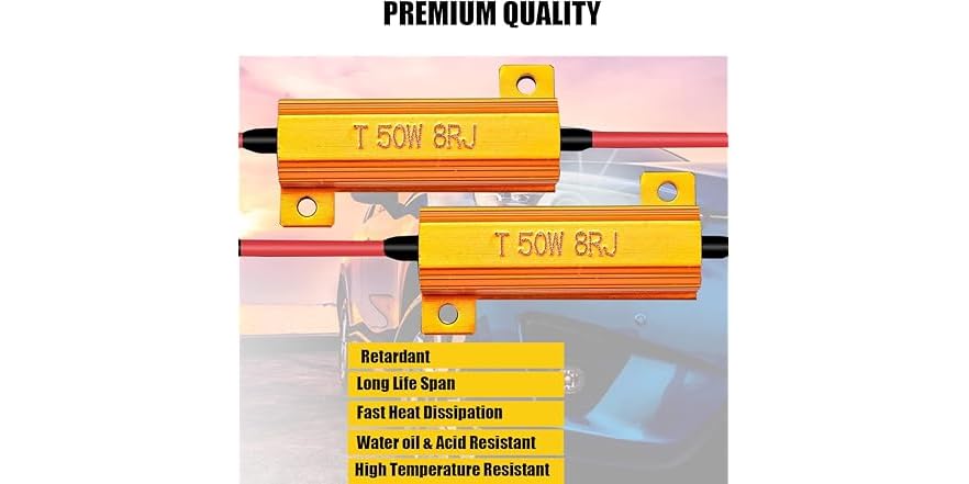 Zone Tech LB0072-8 50w 60HM Led Load Resistor Yellow