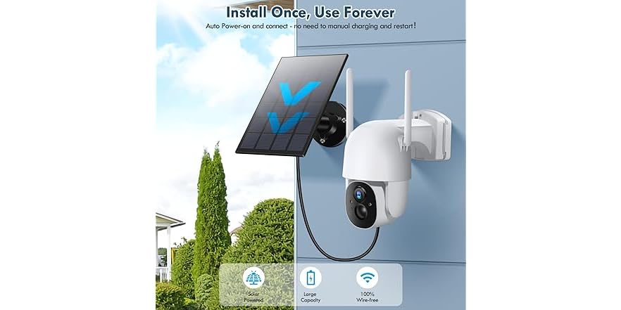 Poyasilon 3MP 2K FHD Solar Security Camera