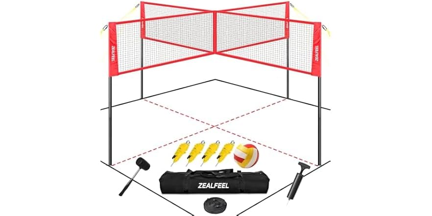 ZEALFEEL 4 Square Volleyball Game Set