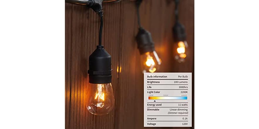 Brightown Outdoor String Lights 48FT