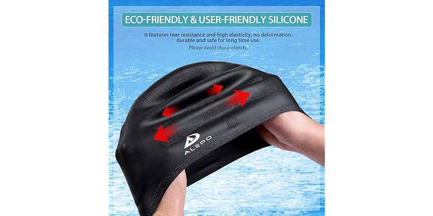 2 Pack Swim Caps with 3D Ear Protection