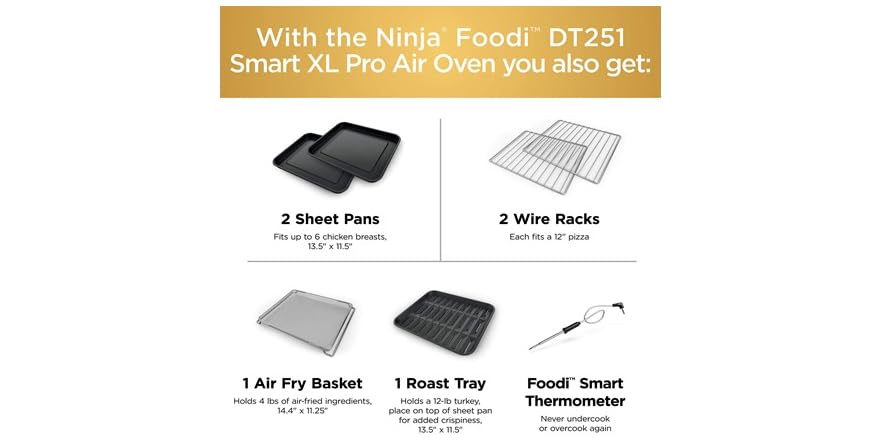 NINJA DT251 Foodi 10-in-1 Smart Oven, S&D