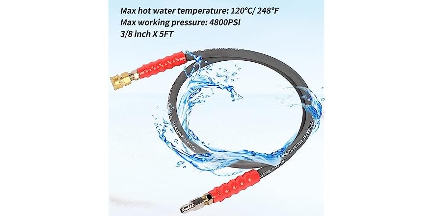 Pressure Washer Whip Hose 5FT, 3/8''