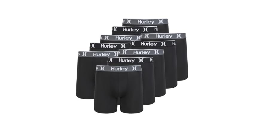 Hurley Men's 10 Pack Solid Boxer Briefs