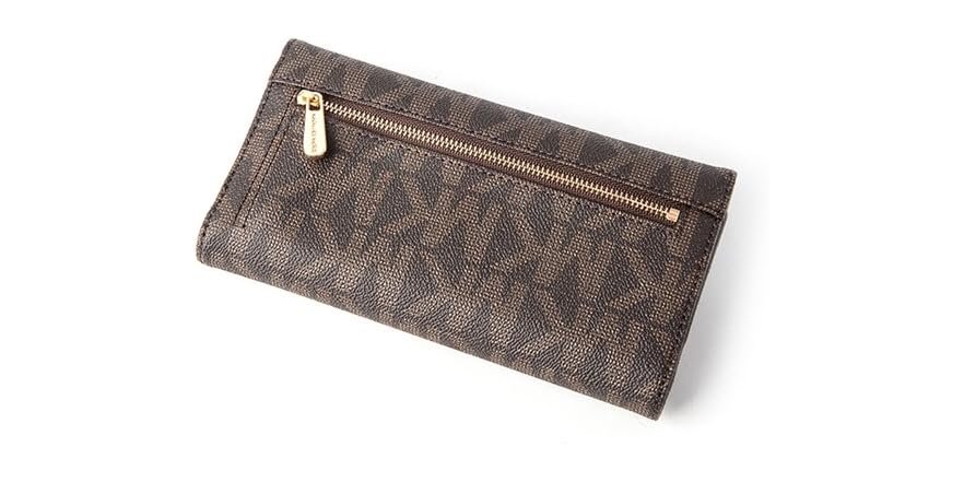 Michael Kors Jet Set Checkbook Wallet, Brown PVC