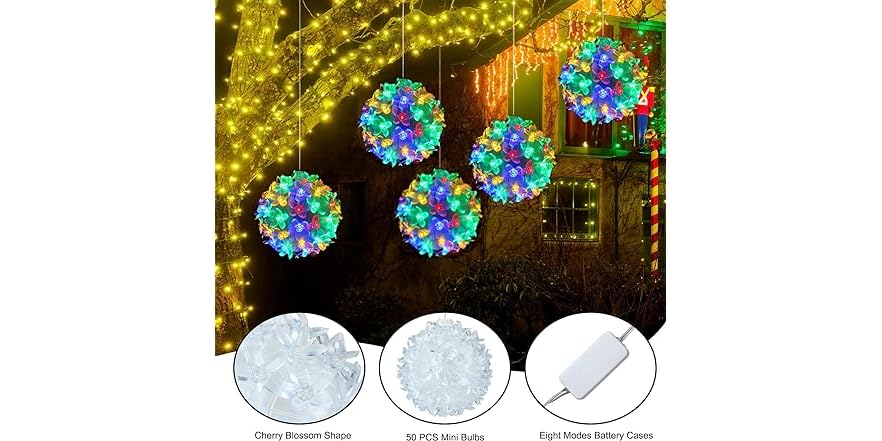 Colorful LED Hanging Ball Lights 5Pk
