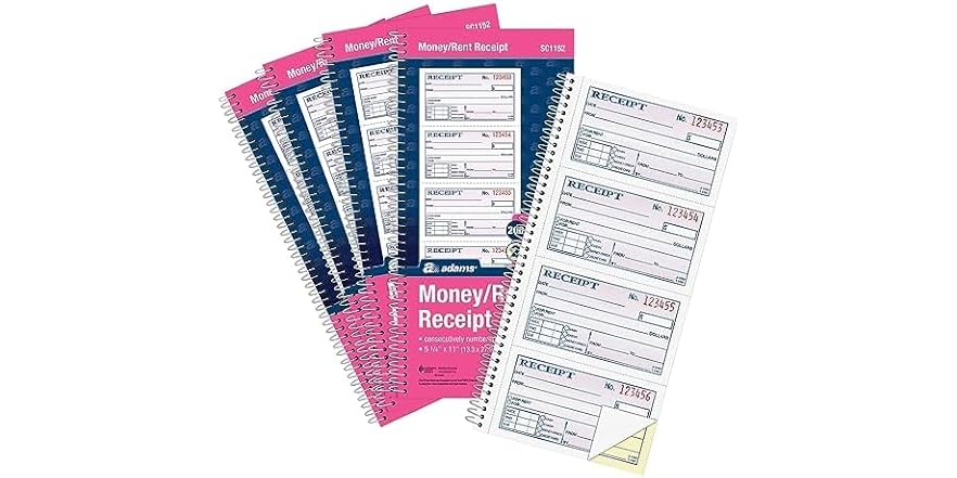 (5pk) Adams Money Receipt Book